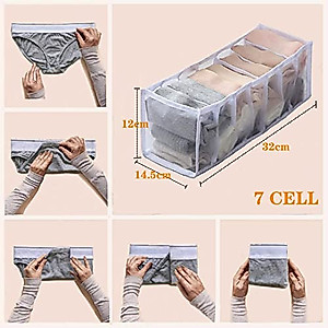 Washable Drawer Organizer Nylon Mesh Fabric Closet Organizer for Underwears Pants T-shirts (White-4pc for Underwear/Sock)