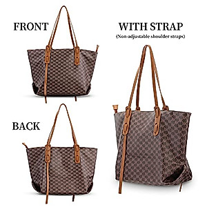 DAENO Womens Purses and Handbags Large Tote Bags for Women With Zipper Ladies Shoulder Handle Satchel Bags 2pcs Set(Brown)