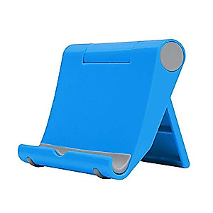 Pokanic Cell Phone Multi-Angle Stand Holder Mount Cradle Organizer Charger Station Tablet Desktop Bed Office School Kitchen Travel Foldable Portable Adjustable Universal Smartphones (Blue)