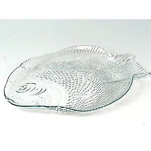 Pasabahce Premium Large Glass Serving Platter, Unique Design Food Tray, Great for Fruit, Cheese, Cake, Salad, Meals, Fish Shape Textured