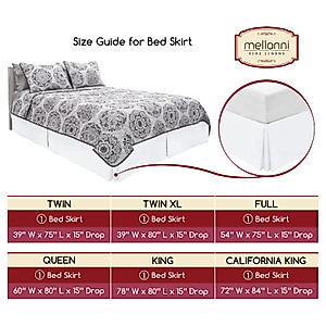 Mellanni Bed Skirt Twin Size - Bed Skirting - 15-Inch Tailored Drop Pleated Dust Ruffle - Hotel Luxury Bedding - Wrinkle, Fade, Stain Resistant - 1 Bedskirt (Twin, White)