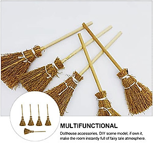 Yardwe 8pcs Miniature Artificial Mini Brooms Straw Craft Decoration Witches Accessory for Halloween Party