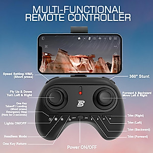 BEZGAR Drone with Camera for Adults 4K, RC Quadcopter with Brushless Motor, Optical Flow Positioning, Auto Hover, One Key Start/Land, 2 Rechargeable Batteries, FPV 5G Drones for Adults, BD102