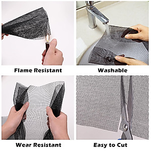 HTVRONT Window Screen Replacement and Screen Repair Kit for Windows or Doors, 48"*118" Window Screen Roll with Rolling Tool/Hook/Spline, Screen Door Repair Kit-Black