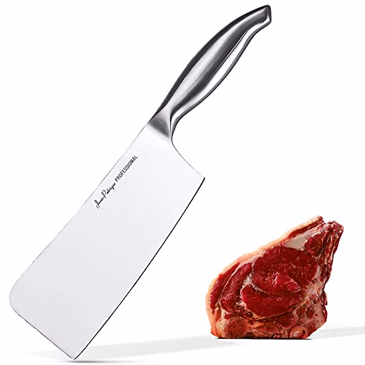 Jean-Patrique Cleaver Butcher Knife - Single Forged with Razor Sharp Edge Cleaver Knife - Kitchen Chopping Knife Meat Cleaver 6.7"/17cm