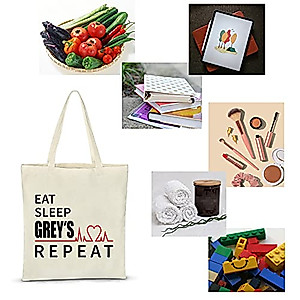 ZJXHPO Grey's Fans Gift Eat Sleep Grey's Repeat Makeup Bag TV Show Canvas Tote Bag Gift Doctor Tote Bag(Grey's Canvas Bag)