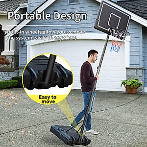 Rakon Portable Basketball Hoop & Goal Basketball System Stand Height Adjustable 6.2ft -8.5ft with 35.4in Backboard & Wheels for Youth Teenagers Outdoor Indoor Basketball Goal Game Play