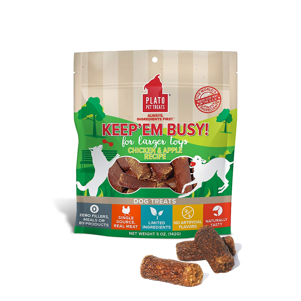 PLATO Keep'Em Busy Chicken & Apple Recipe for Large Toys 5oz, Natural