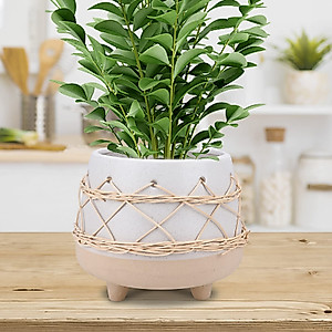 Chonsun Ceramic Planter 8 Inch Plant Pots Indoor Outdoor Planter with Drainage Hole Flower Pots Plant Pot Ceramic Mid-Century