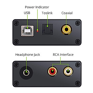 LiNKFOR USB to SPDIF Coaxial RCA and 3.5mm headphone Jack Converter USB DAC Optical Audio Adapter USB DAC PCM for Windows Mac PS4 PS3