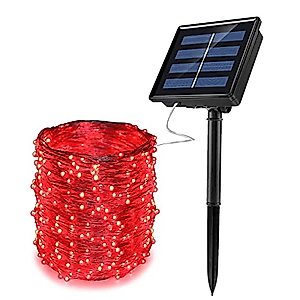 Outdoor String Lights Solar String Lights Garland Christmas Decorative 8 Modes Fairy Lights Copper Wire Lights for Outdoor Wedding Homes Party Garden ( Emitting Color : Red , Wattage : 200LED )