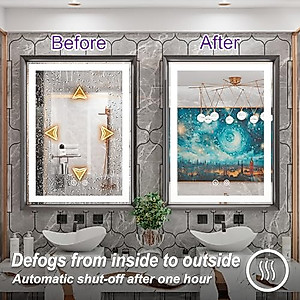JSneijder LED Bathroom Mirror, 24x32 Inch Black Frame Lighted Bathroom Mirror with Lights, Wall Mounted,Anti-Fog,Stepless Dimmable,CRI90+,Touch Button,Shatterproof(Horizontal/Vertical)