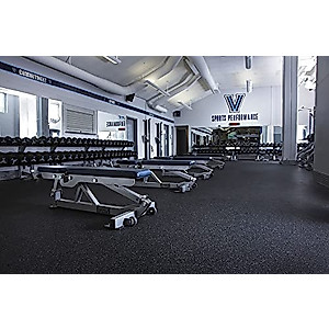 American Floor Mats 3/8in (9mm) Thick Solid Black 4' x 8' Heavy Duty Rubber Rolls, Protective Exercise Mats, Home Gym Rubber Flooring