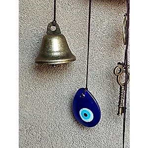 Witch Bells for Door Knob Protection,Witchy Wicca Decor Clear Negative Energies with Blue Evil Eyes for Home Garden Courtyard Decor Protection