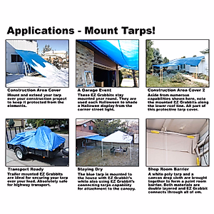 EZ Grabbit Tarp Tie Down (12-Pack) (Yellow) - Welcome to A New Standard! - Tarp Clip Clamp Holder Tie-Off Cinch Fastener accessory for Wall Tent Boat Pool Cover Canopy Hay Cargo Camping Storage Canvas