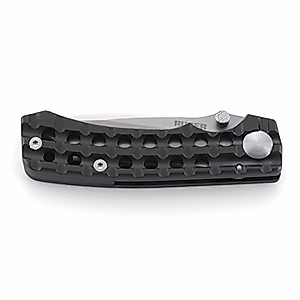 CRKT Ruger Go-N-Heavy Compact EDC Folding Knife with Sheath: Heavy Duty Outdoor, Everyday Carry, Plain Edge Blade, Thumb Stud, Liner Lock, Aluminum Handle, Nylon Sheath R1803