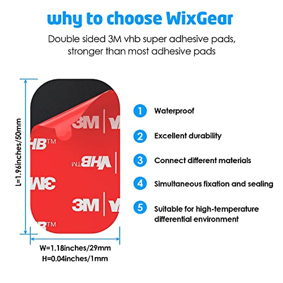 WixGear 3M [6 Pack] Sticky Adhesive Pads Replacement Mounting Tape, Dashboard Sticker Pads for Magnetic Phone Car Mount, Double Sided 3M Adhesive Pads, 6 3M with 2 Dry Wipes for Magnetic Car Mounts