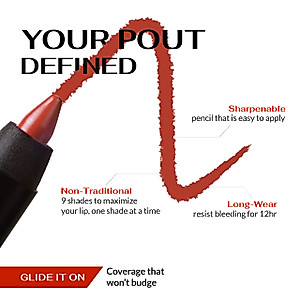 K7L Dark Red Lip Crayon (Vegan) - Waterproof and Smudge-Proof Cosmetics - Flame