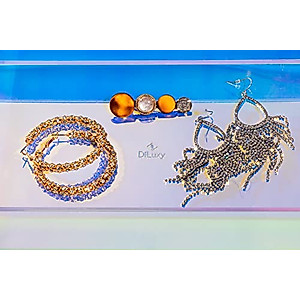 Iridescent Acrylic Bathroom Tray, Vanity Serving Tray with Gold Handle, Home Decor, Tray for Bathroom Countertop, Cosmetic Organizer, Glass Tray for Vanity, Bedroom Counter Tray