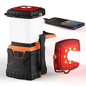 Camping Lantern Rechargeable Flashlights, Multi-Purpose 1300LM Lantern, 6000mAh 18 Hours Battery Life, IP65 Waterproof, Portable Tent LED Light for Hunting, Hurricane, Emergency, Outage(Orange)