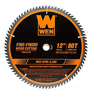 WEN BL1232-2 12-Inch 32-Tooth and 80-Tooth Carbide-Tipped Professional Woodworking Saw Blade Set, Two Pack