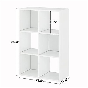 WAHEY Bookcase, 6 Cube Open Storage Organizer Display Bookshelf, HOFB007