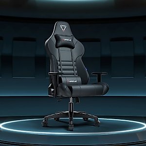 Gaming Chair - Furgle Computer Chair - Racing Style High-Back Office Chair - PU Leather Ergonomic Video Game Chairs for Adults - Adjustable Armrests - Headrest and Lumbar Support - Rocking Mode -Black