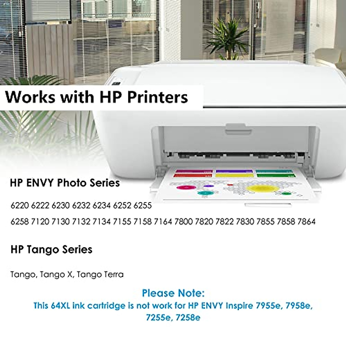 Ubinki 64XL Ink Cartridge Black Color Combo Pack Replacement for HP Ink 64 XL HP64 HP64XL Applicable for Envy 7855 7155 7858 7800 7955e 7958e 6200 6255 7830 7864 7120 Tango Ink X Printers(2-Pack)