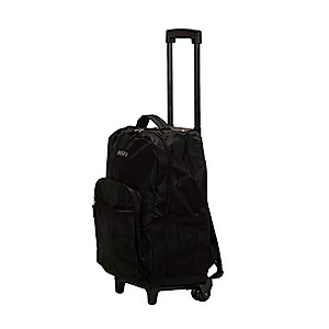 Rockland Double Handle Rolling Backpack, Black, 17-Inch