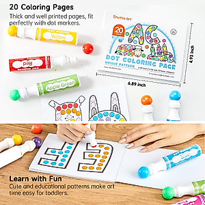 Shuttle Art Dot Markers, 14 Colors Bingo Daubers with 135 Patterns, 5 Activity Books, Educational Set With Art Activities,Non-Toxic Washable Coloring Markers