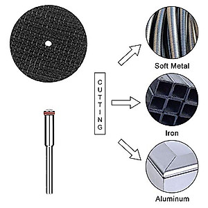 YEEZUGO 10 pcs Diamond Cutting Wheel Cut Off Discs Coated Rotary Tools W/Mandrel 22mm for Dremel (Cutting Wheel Set)