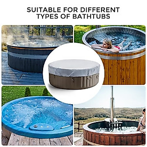 Round Hot Tub Cover 420D Polyester Waterproof Spa Covers for Hot Tub Replacement Outdoor Patio Hot Tub Protector (75" Dx12 H, Grey)