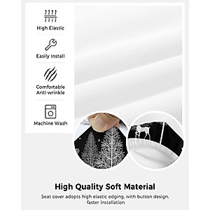 Snowflake Elk Office Chair Cover Stretchable Computer Chair Seat Cover Backrest Slipcovers, Stretchable Rotating Desk Chair Seat Cushion Split Protectors Geometric Christmas Tree Branch Black