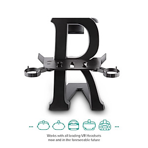 Rebuff Reality VR Headset Stand for Meta/Quest 2 Accessories/Quest/Rift/Rift S/GO/Vive/Vive Pro/Valve Index VR Headset and Touch Controllers(Black)