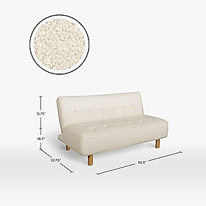 eLuxurySupply Modern Plush Futon Couch - Tufted Fabric Sofa Bed with Soft Cushions and Wide Backrest - Multi-Functional with Button Tufting Details on The Back and Seat - Cream