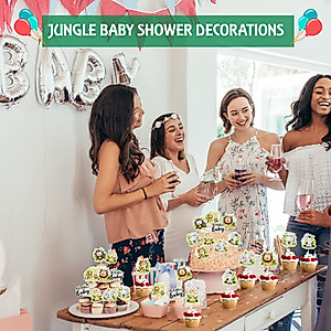 Weecent 45 Pcs Safari Baby Shower Cupcake Toppers Jungle Animals Oh Baby Party Decorations Safari Theme Cupcakes Toppers for Boys Kids Baby Shower Nursery Wild Party Supplies