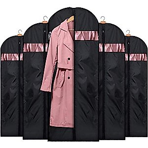 HOUSE DAY Garment Bags for Storage(5 Pack 60 inch) Garment Bags for Travel Lightweight Oxford Fabric Suit Bag For Storage and Travel,Closet,Washable Suit Cover for Dresses,Suits,Coats