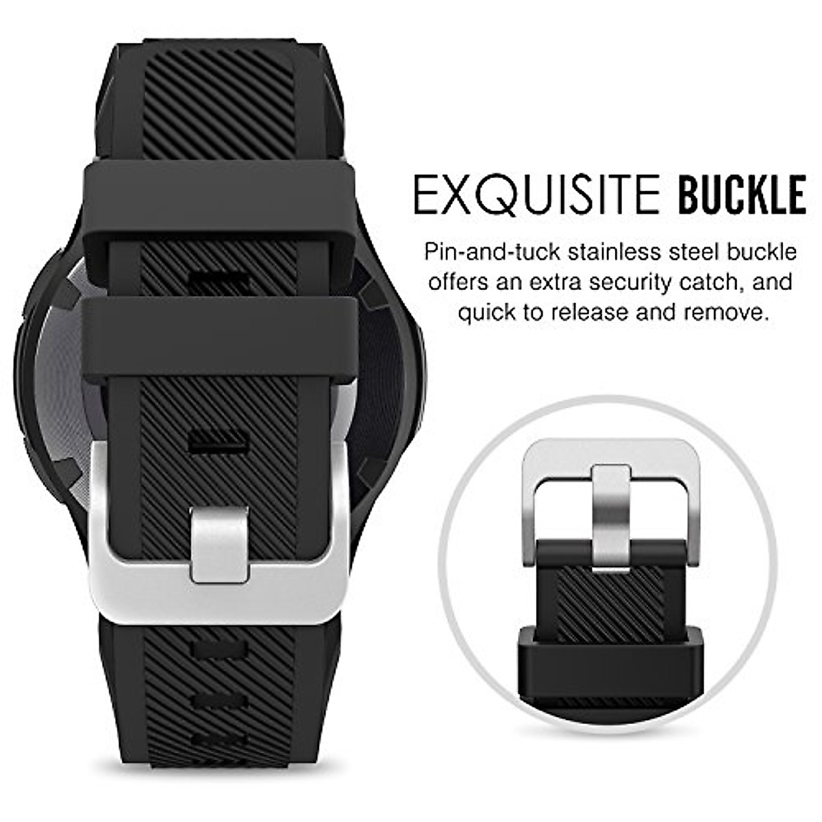 MoKo Band Compatible with Samsung Galaxy Watch 3 45mm/Gear S3 Frontier/Classic/Galaxy Watch 46mm/Huawei Watch GT2 Pro/GT 46mm/GT2 46mm/Ticwatch Pro 3, Silicone Strap Fit 22mm Band, BLACK