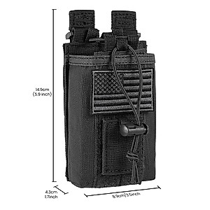 FRTKK Tactical Radio Holder Radio Holster Molle Radio Pouch Universal Radio Case Military Heavy Duty Radio Bag for Police Firefighter Two Ways Walkie Talkies Vest (Black)