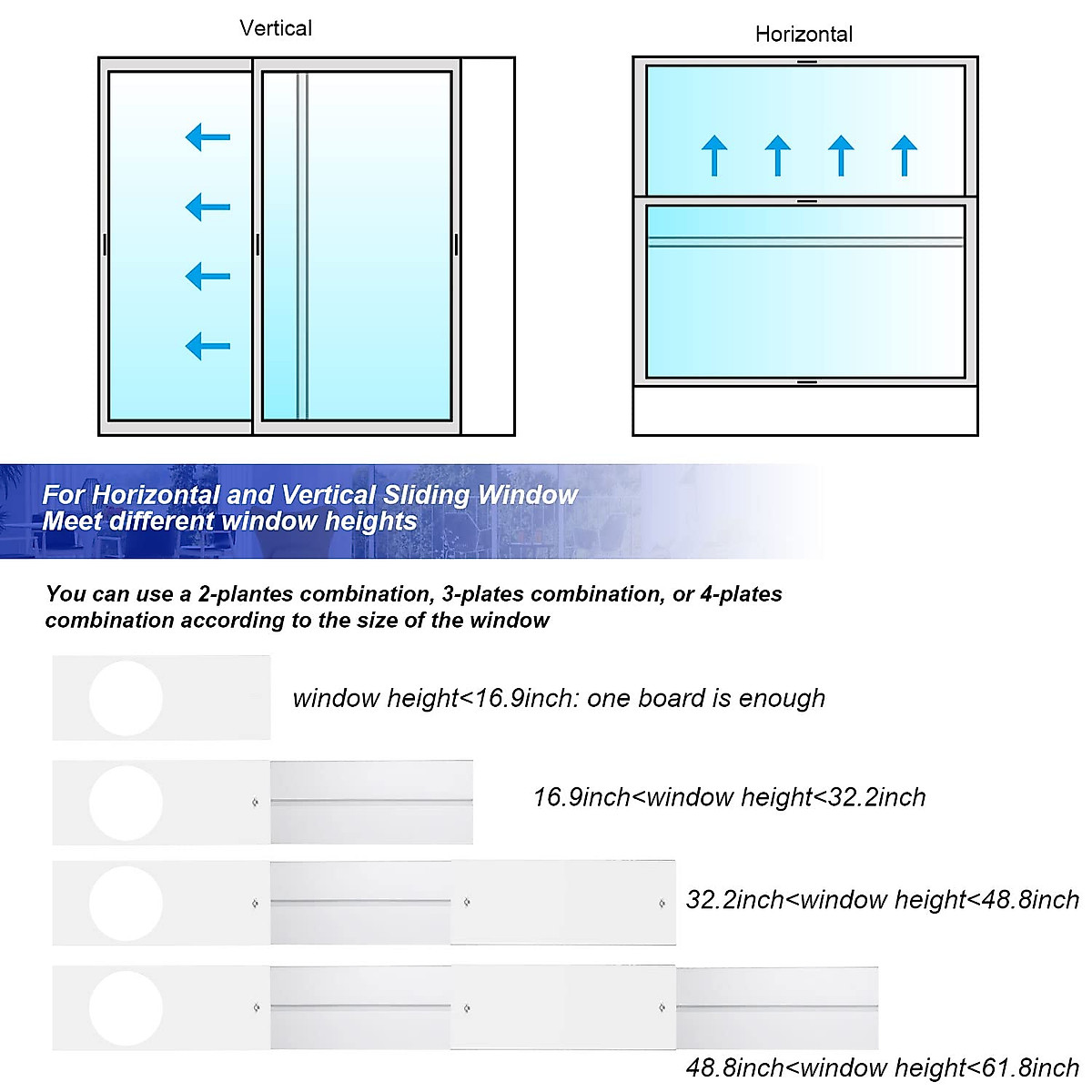 GNILLKO Portable Air Conditioner AC Window Kit with 5.9" Exhaust Hose & Coupler, Adjustable Window Seal Kit Plate for AC Unit, Portable AC Window Vent Kit for Sliding Horizontal & Vertical Window