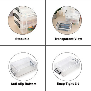 BTSKY 4 Pack Extra Large Capacity Plastic Pencil Box Stackable Translucent Clear Pencil Box Office Supplies Storage Organizer Box for Gel Pens Erasers Tape Pens Pencils Markers etc(Grey)