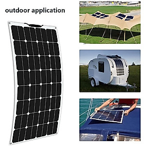 CAJUCA 100W Flexible Outdoor Solar Panel, High-Efficiency Battery Solar Charging Board, Power System for Home Camping Garden RV Boat