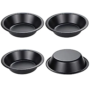 Webake Mini Pie Pans 5 Inch Pie Tins, 4 Pack Nonstick Round Bread and Meat Bakeware for Oven and Instant Pot Baking - Black