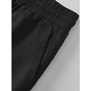 Weintee Men's 7" Inseam Linen Shorts with Pockets 2X Black