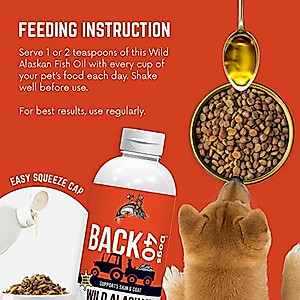 BACK 40 Dogs Wild Alaskan Fish Oil for Dogs, Skin and Coat Supplement for Dogs & Cats, Omega-3-Rich Salmon and Pollock Oil, EPA & DHA Dog Salmon Oil for Brain, Heart, and Joints 16 fl oz (473 ml)