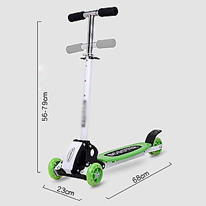 Ygqtbc Foldable Children's Scooter Yo-Yo Iron Bicycle PU Can Lift Three-Wheeled Scooter Scooter Swing