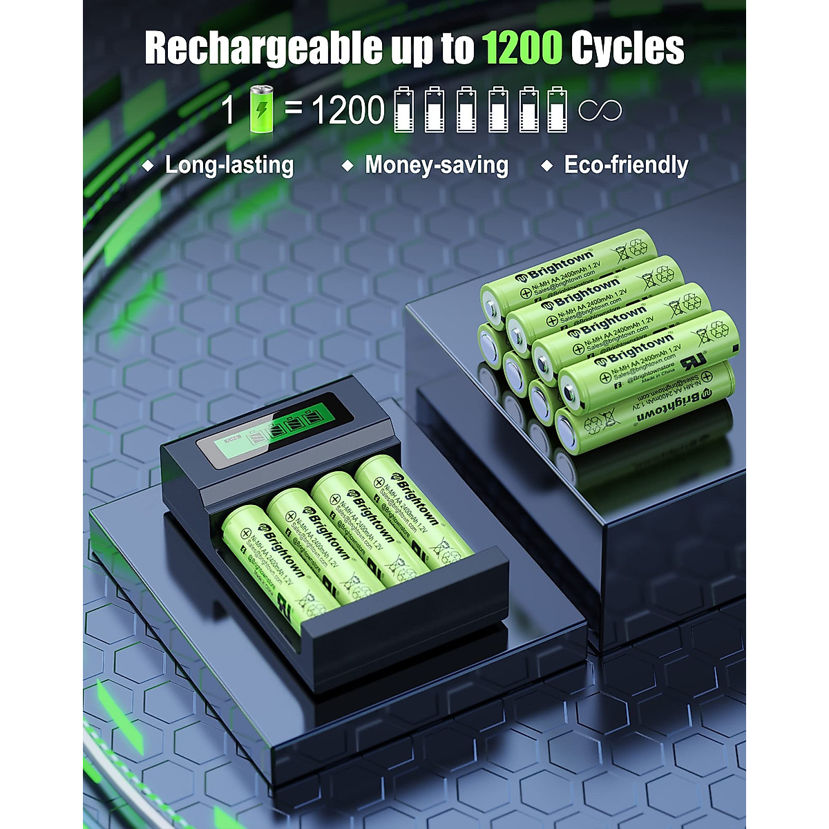 12-Pack Rechargeable AA Batteries Pre-Charged