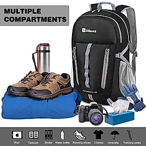 ZOMAKE Packable Hiking Backpack:40L Lightweight Backpacks - Foldable Light Weight Back Pack Water Resistant Small Packable Day Pack for Travel Camping Outdoor (Black)