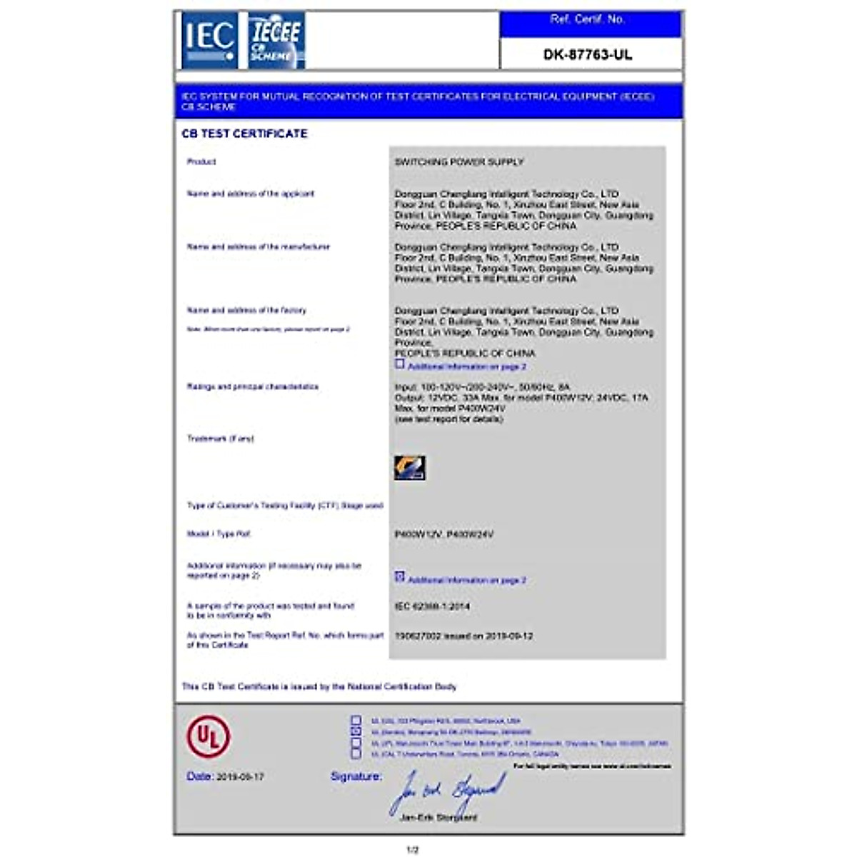 Chengliang Power Supply Dc 24v 17a 400w Original Ender 3 3D Printer Switching PSU UL Certified