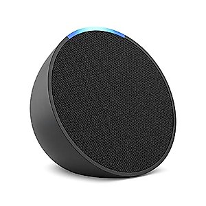 Echo Pop | Full sound compact smart speaker with Alexa | International Version with US Power Adaptor | Charcoal